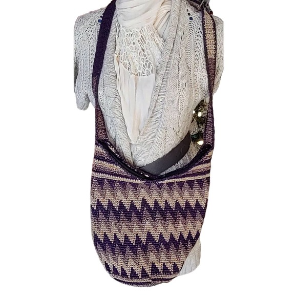 None | Bags | Purple Tan Woven Bucket Hobo Bag Aztec Design | Poshmark